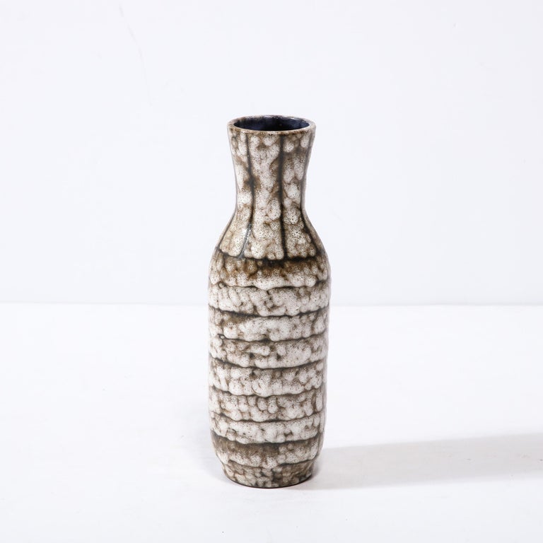 Mid-Century Modernist White and Earth Toned Ceramic Vase with Banded ...