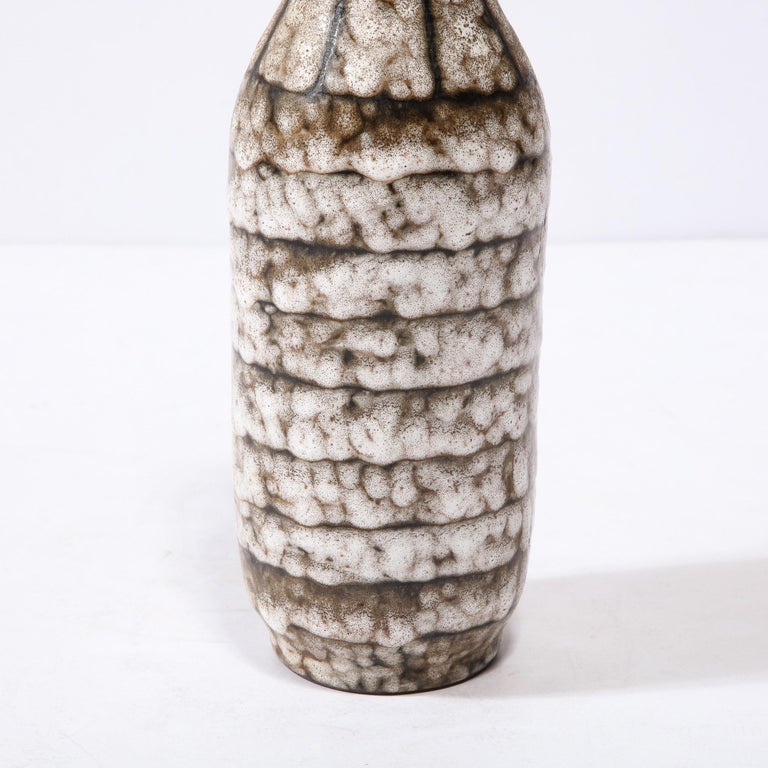 Mid-Century Modernist White and Earth Toned Ceramic Vase with Banded ...