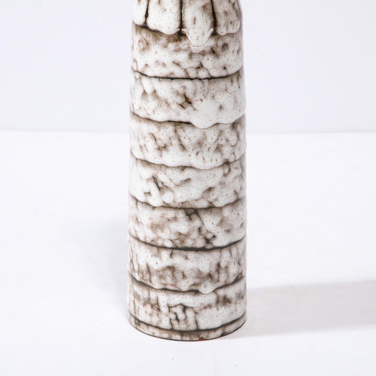 Mid-Century Modernist White and Earth Toned Ceramic Vase with Banded ...