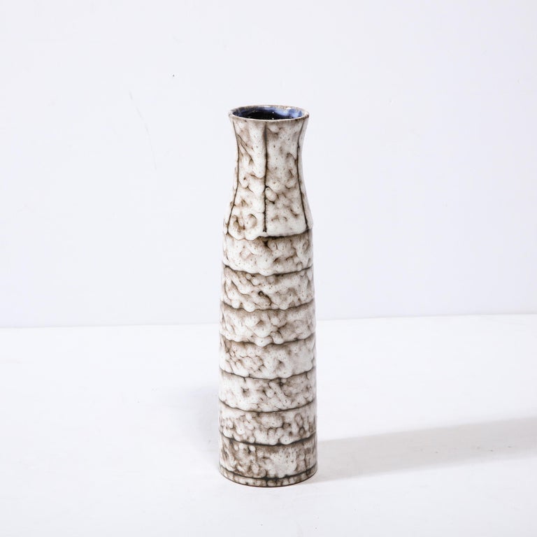 Mid-Century Modernist White and Earth Toned Ceramic Vase with Banded ...