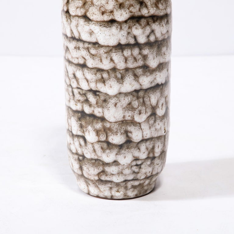 Mid-Century Modernist White and Earth Toned Ceramic Vase with Banded ...