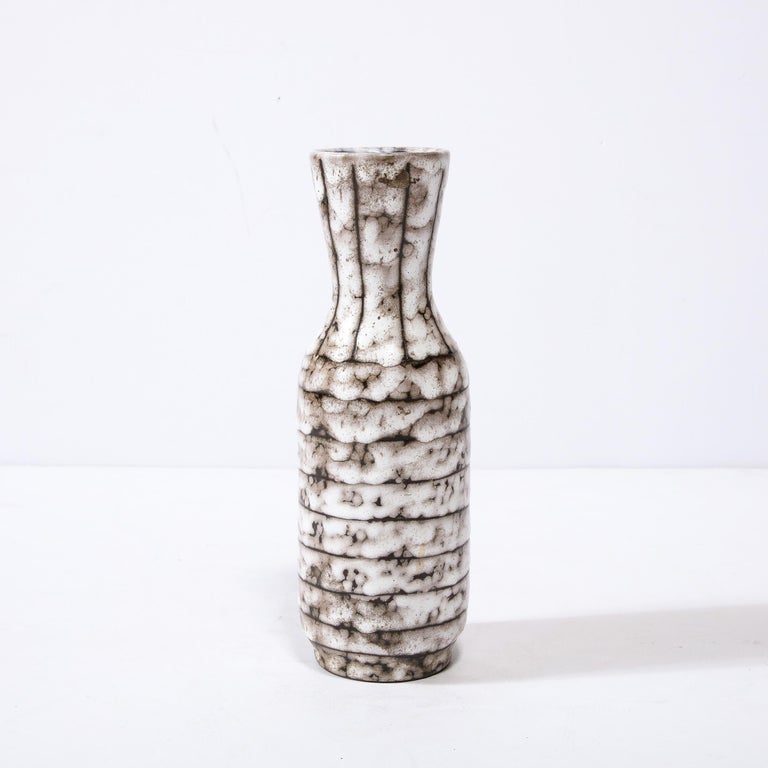 Mid-Century Modernist White and Earth Toned Ceramic Vase with Banded ...