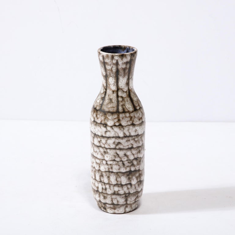 Mid-Century Modernist White and Earth Toned Ceramic Vase with Banded ...
