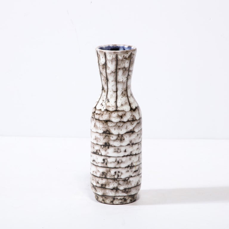 Mid-Century Modernist White and Earth Toned Ceramic Vase with Banded ...
