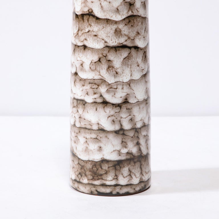 Mid-Century Modernist White and Earth Toned Ceramic Vase with Banded ...
