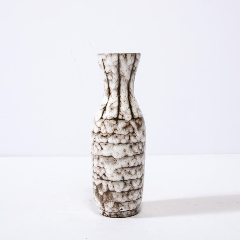 Mid-Century Modernist White and Earth Toned Ceramic Vase with Banded ...