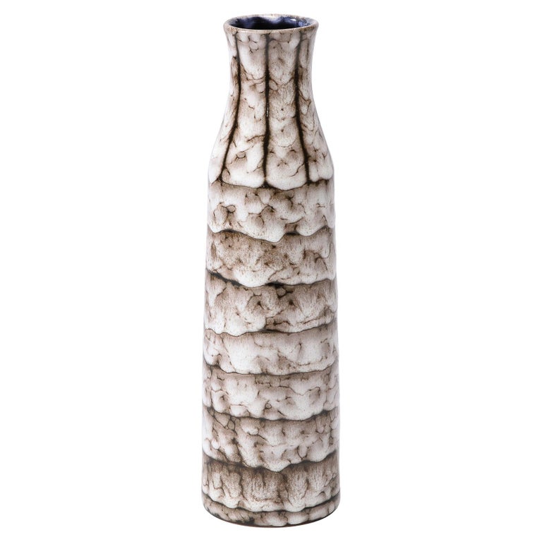 Mid-Century Modernist White and Earth Toned Ceramic Vase with Banded ...