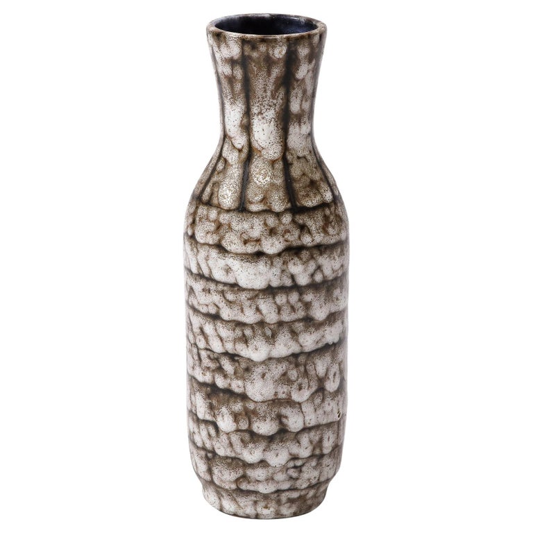 Mid-Century Modernist White and Earth Toned Ceramic Vase with Banded ...