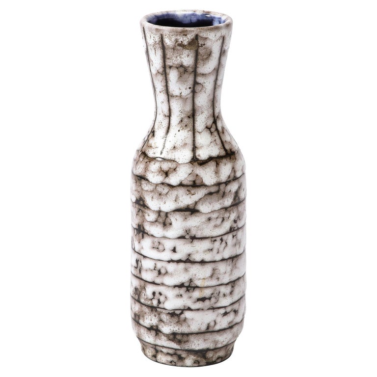 Mid-Century Modernist White and Earth Toned Ceramic Vase with Banded ...