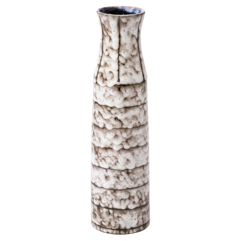 Mid-Century Modernist White and Earth Toned Ceramic Vase with Banded ...