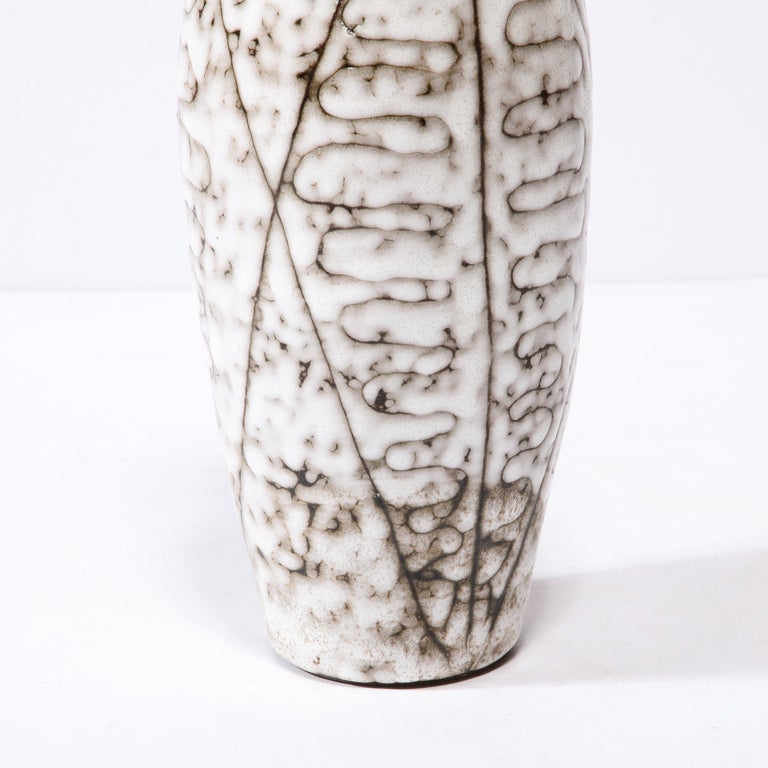 Mid-Century Modernist White and Earth Toned Ceramic Vase with Leaf ...
