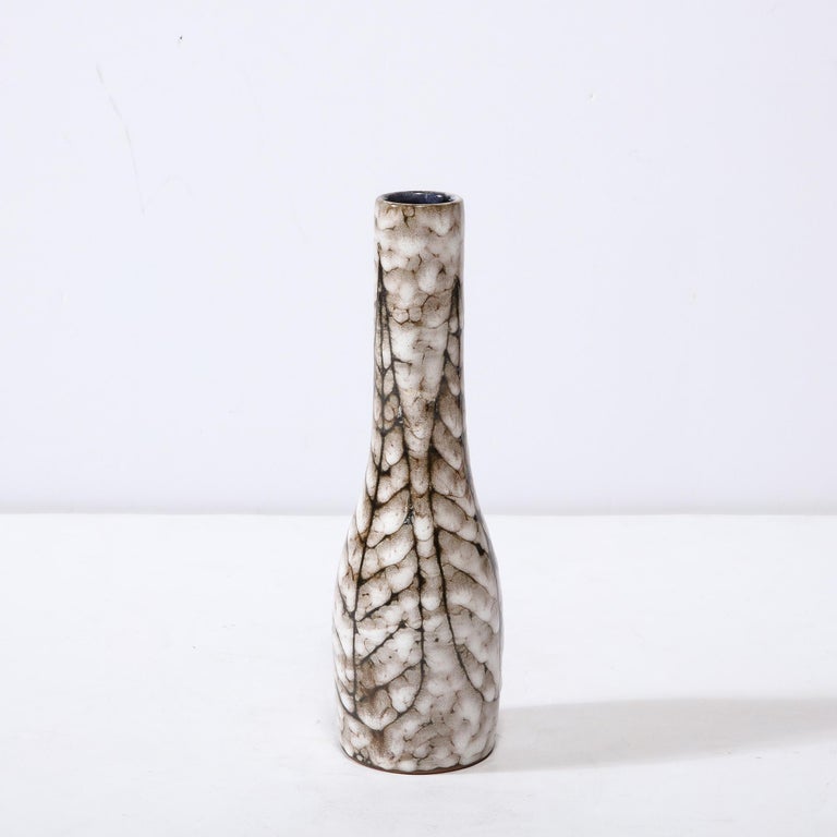 Mid-Century Modernist White and Earth Toned Tapered Ceramic Vase W ...