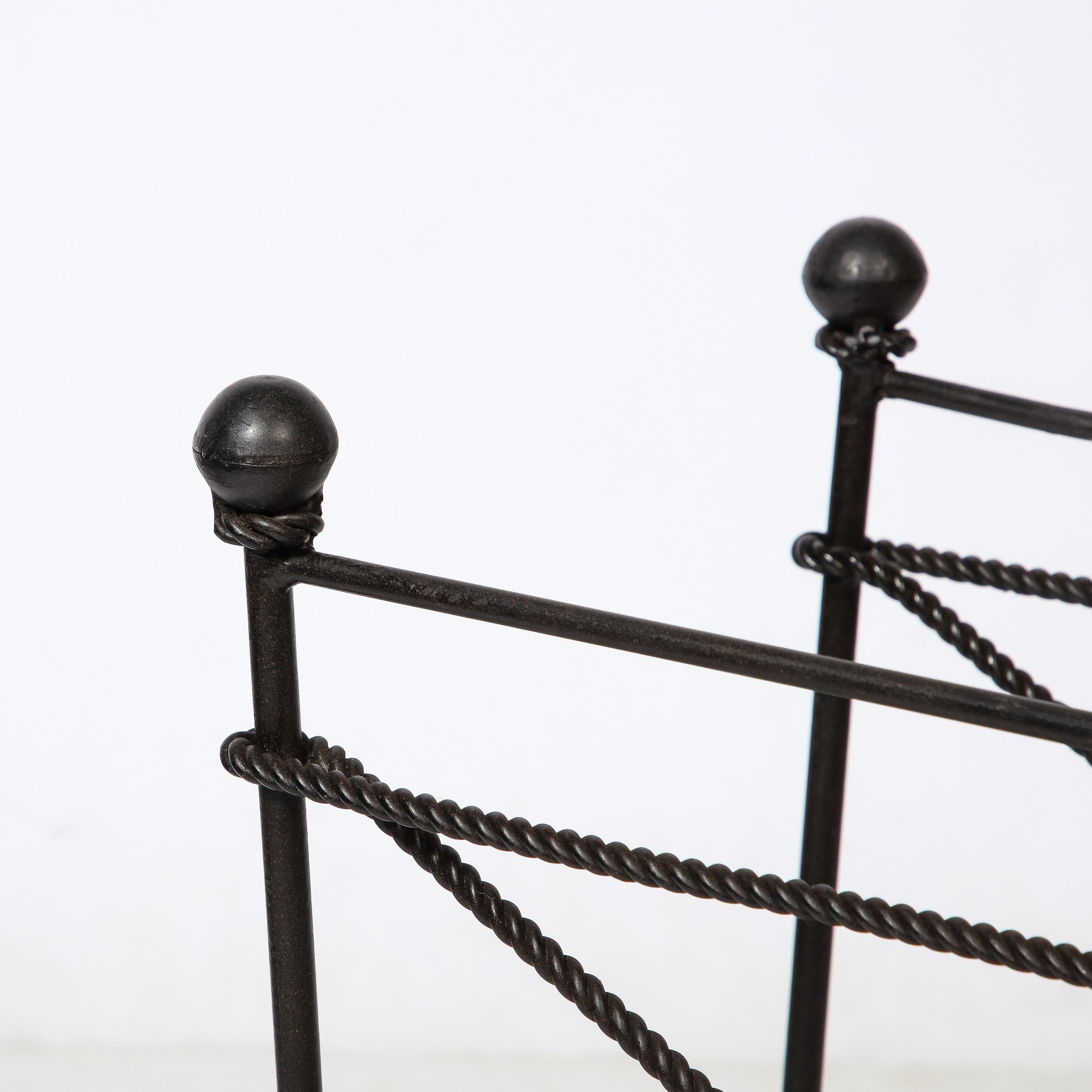 Mid-Century Modernist Wrought Iron Rope Motif Magazine Stand at 1stDibs