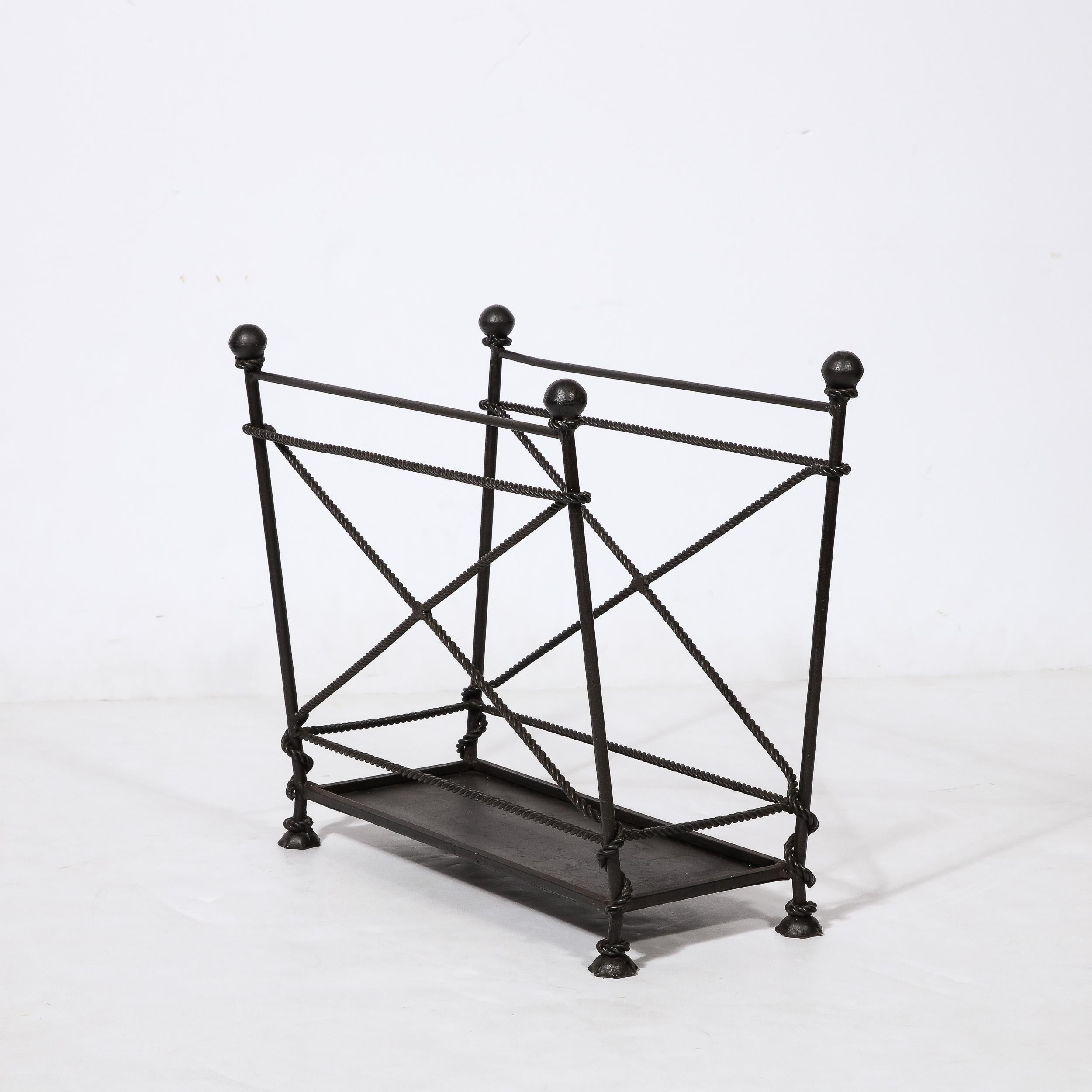Mid-Century Modernist Wrought Iron Rope Motif Magazine Stand at 1stDibs