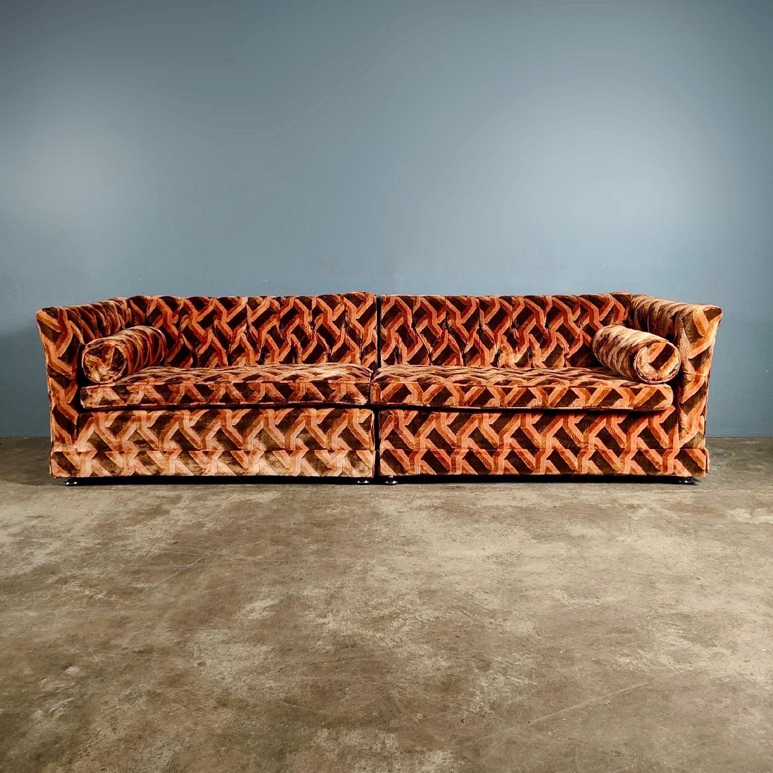 Mid Century Modular Fabric Corner Sofa and Lounge Chair Vintage Retro ...