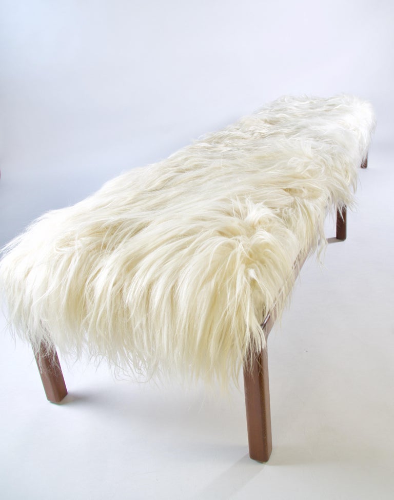 Midcentury Mongolian Fur Bench at 1stDibs