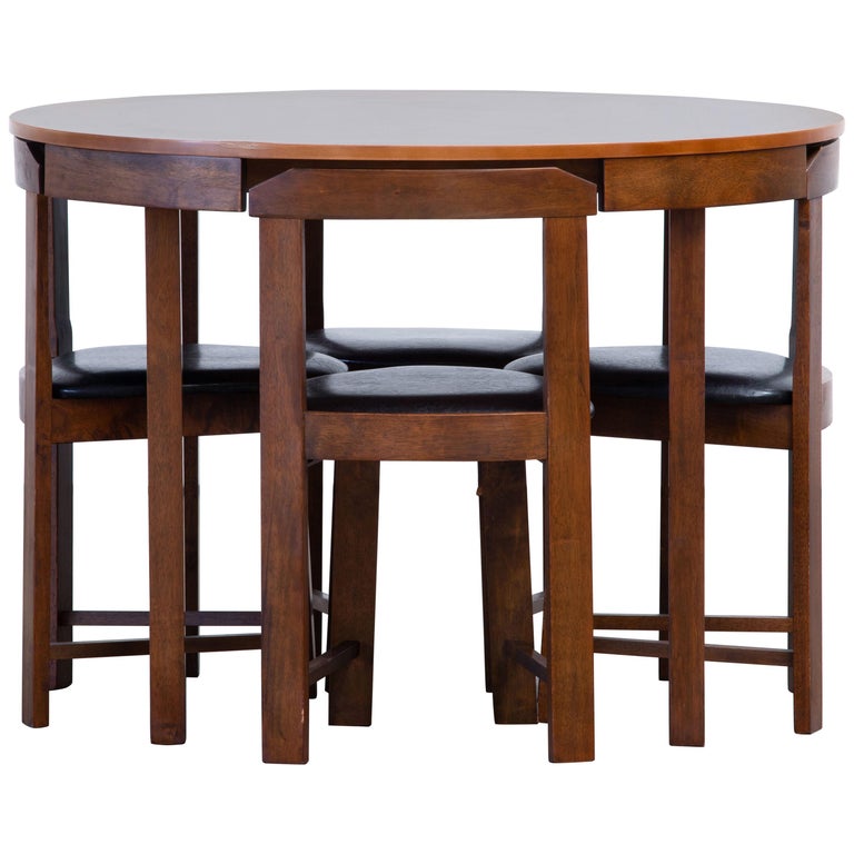 Mid-Century Mordern Built in Table and Chairs Set at 1stDibs