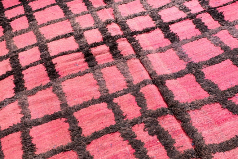 Midcentury Moroccan Berber Pink and Brown Geometric Wool Rug at 1stDibs