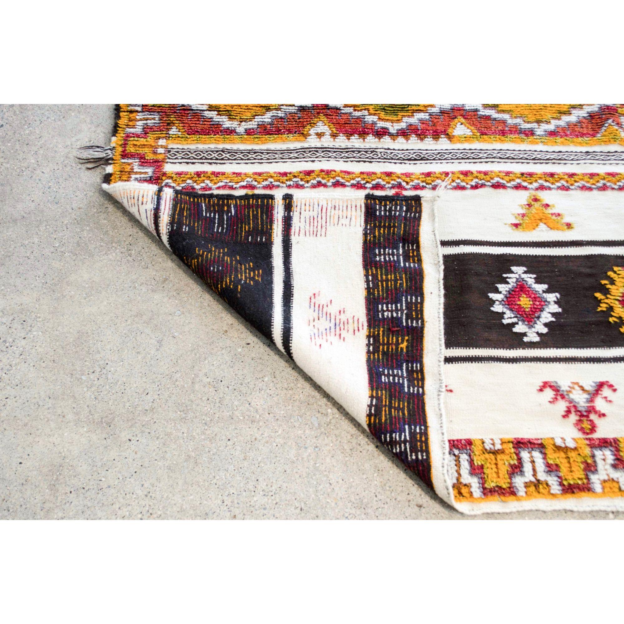 Midcentury Moroccan Tribal Orange Wool Floor Rug For Sale at 1stDibs