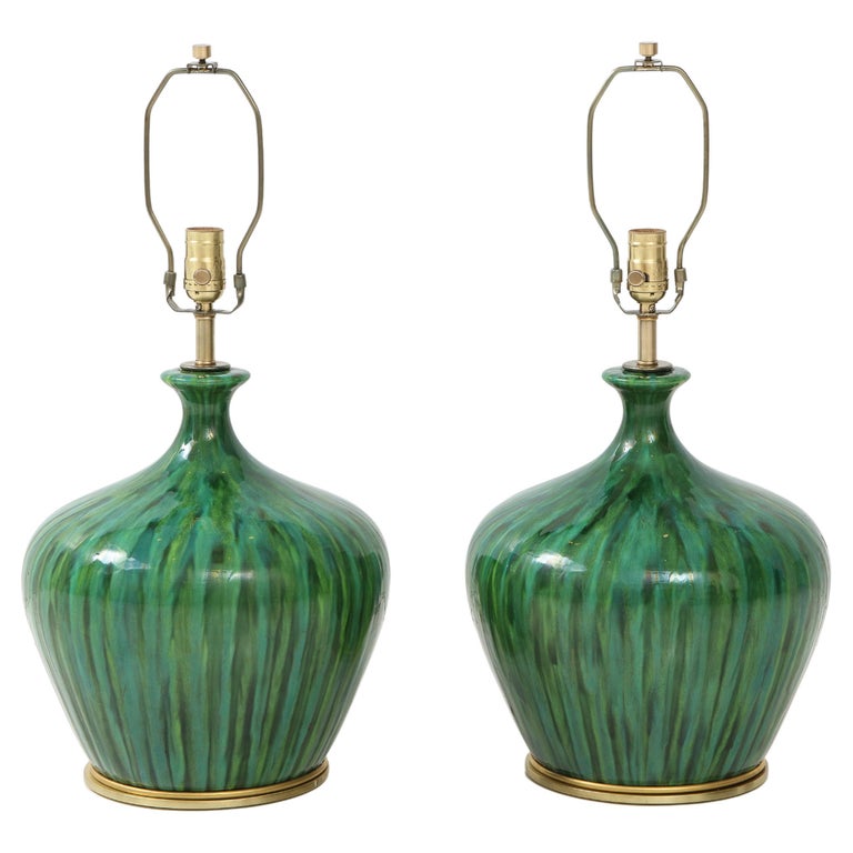 Mid-Century Mottled Green Lamps For Sale at 1stDibs
