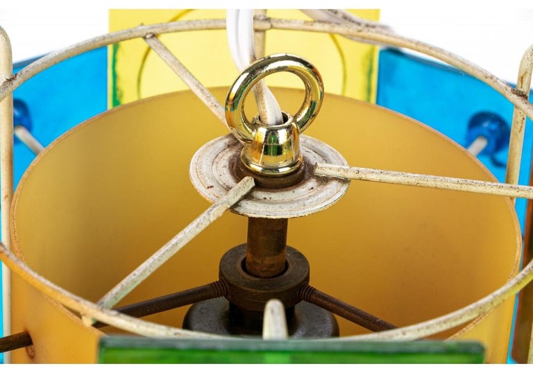 Mid Century Multi-Color Acrylic Hanging Light Fixture For Sale at 1stDibs