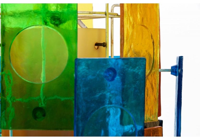 Mid Century Multi-Color Acrylic Hanging Light Fixture For Sale at 1stDibs