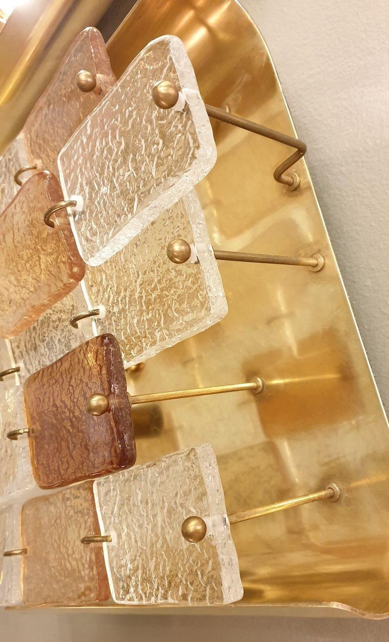 Midcentury Murano Glass and Brass Square Sconces, a Pair For Sale at ...