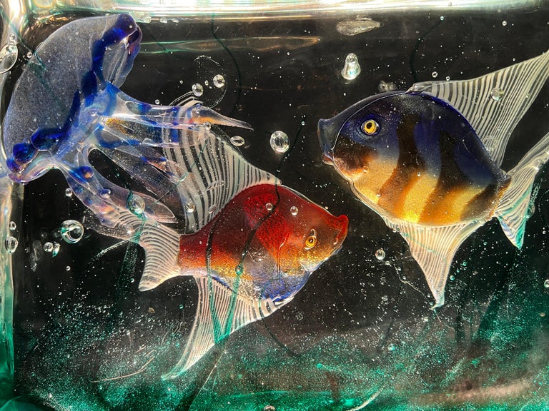 Mid-Century Murano Glass Aquarium Sculpture Light Style of Barbini for ...
