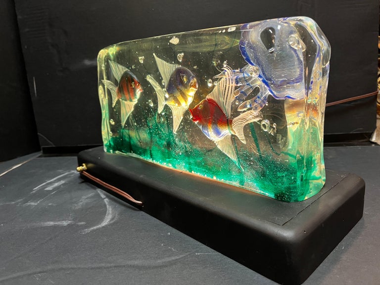 Mid-Century Murano Glass Aquarium Sculpture Light Style of Barbini for ...