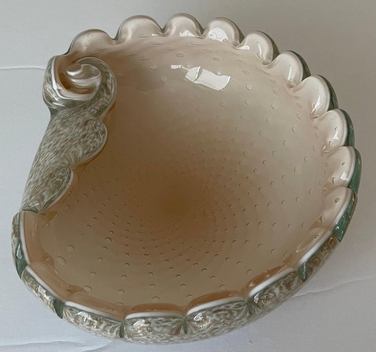 Mid-century Murano Glass Pink Shell Ashtray or Bowl For Sale at 1stDibs