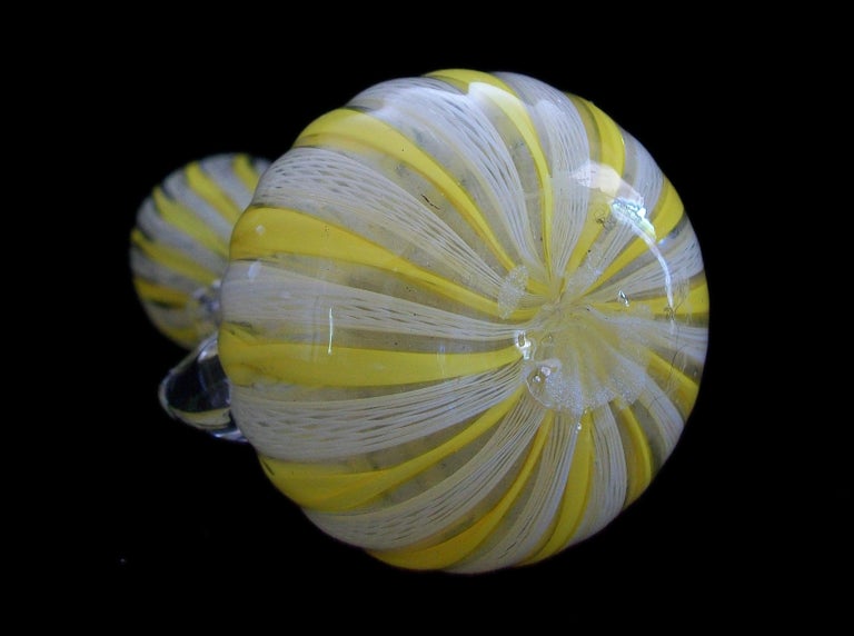 Mid Century Murano Latticino Twin Handled Glass Vase, Italy, Circa 1960 ...