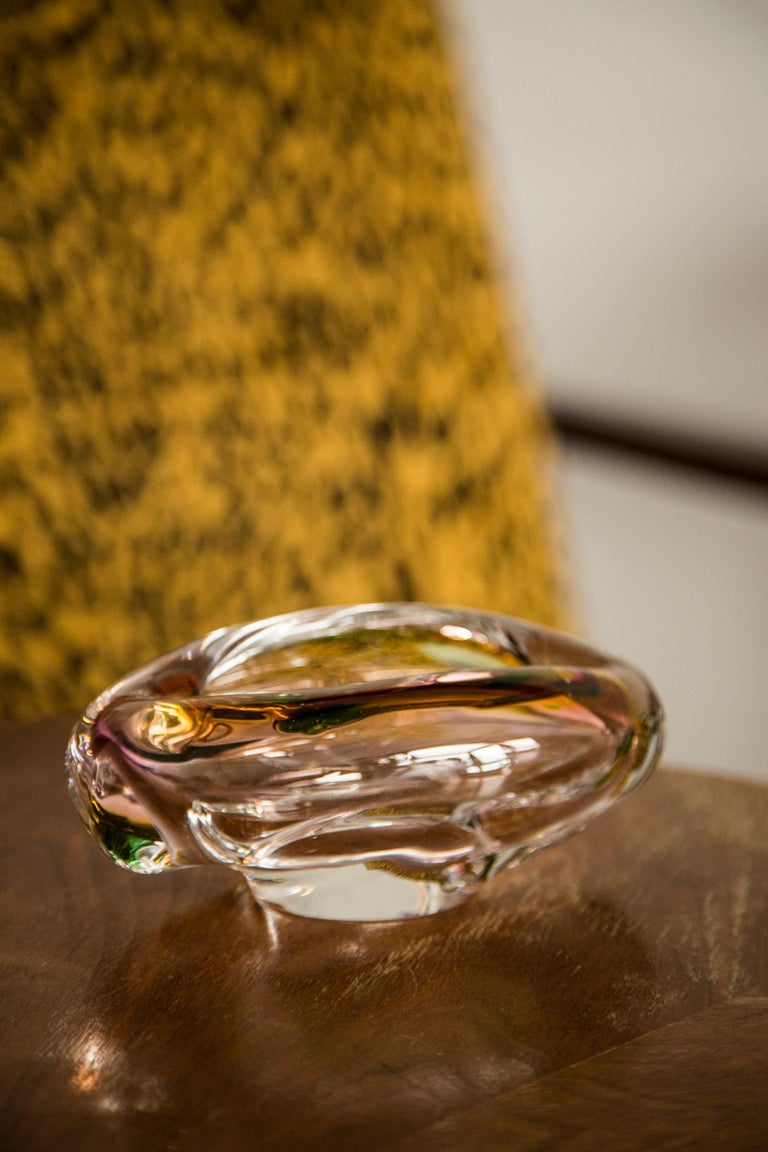 Midcentury Murano Pink and Transparent Glass Bowl Ashtray Element ...