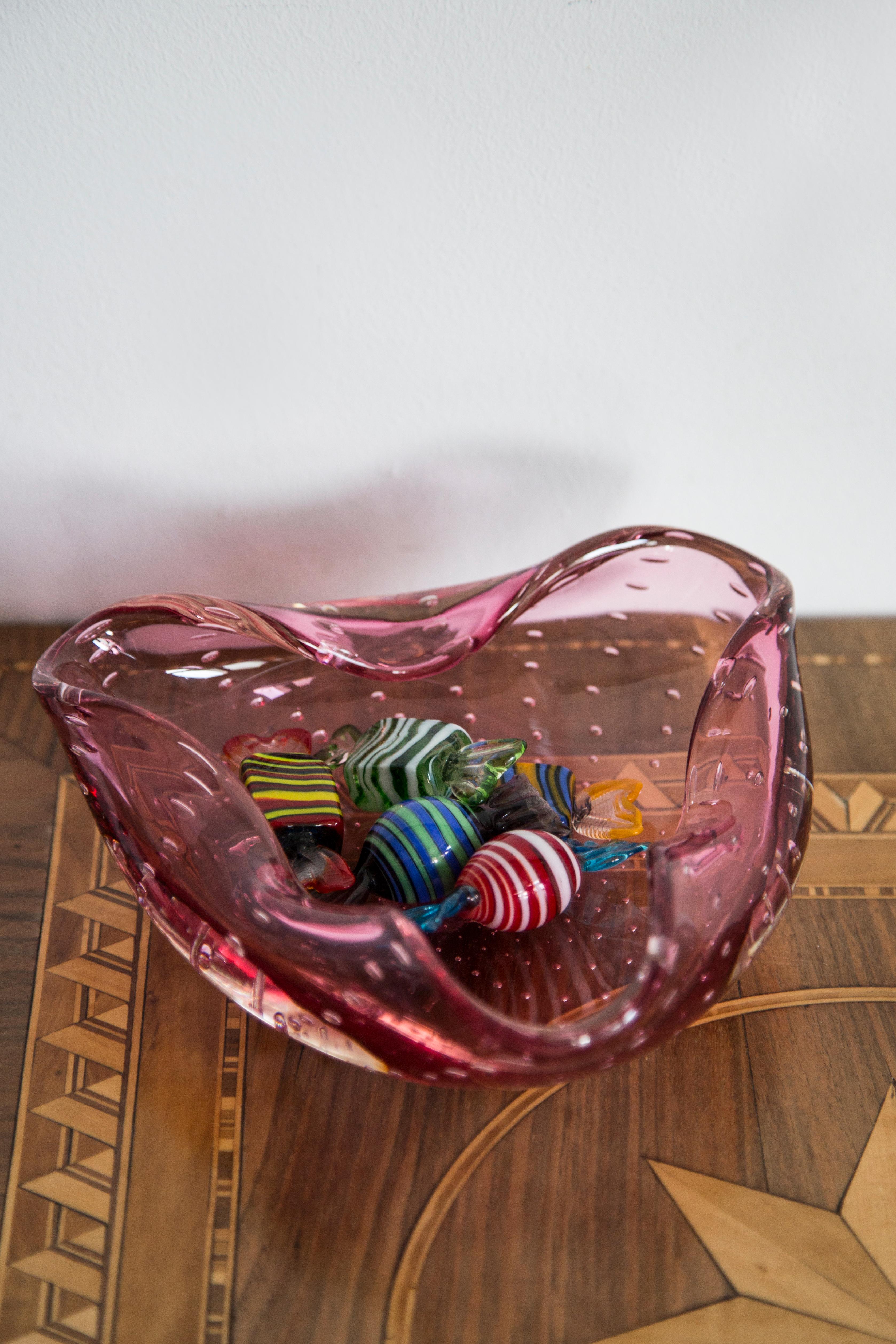 Mid-Century Murano Pink Glass Bowl Ashtray Element, Italy, 1970s For ...