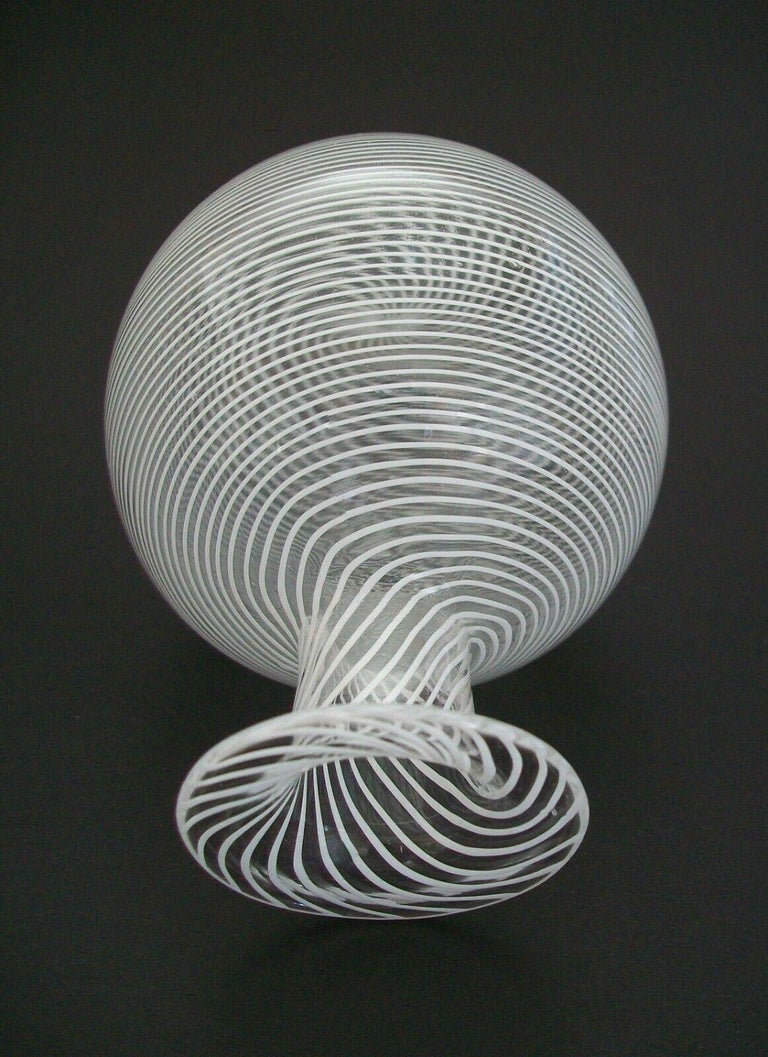 Mid Century Murano White Mezza Filigrana Glass Vase, Italy, Circa 1970 ...