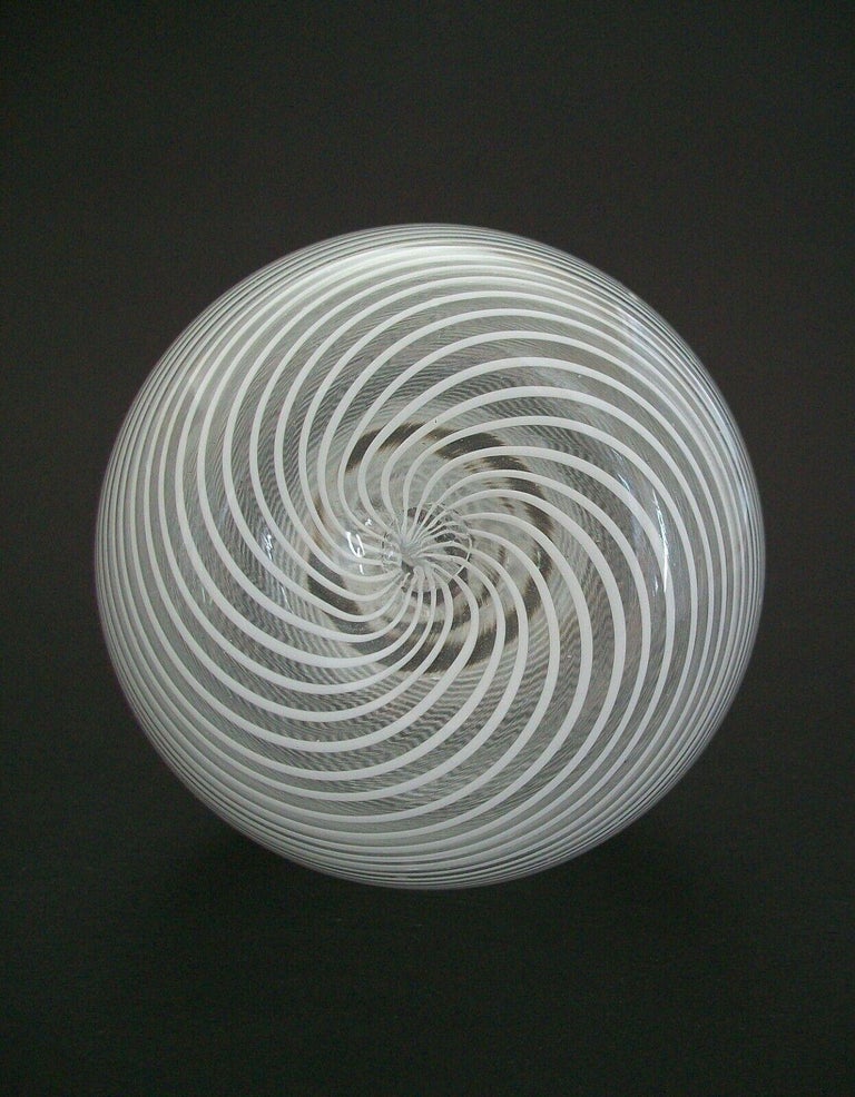 Mid Century Murano White Mezza Filigrana Glass Vase, Italy, Circa 1970 ...