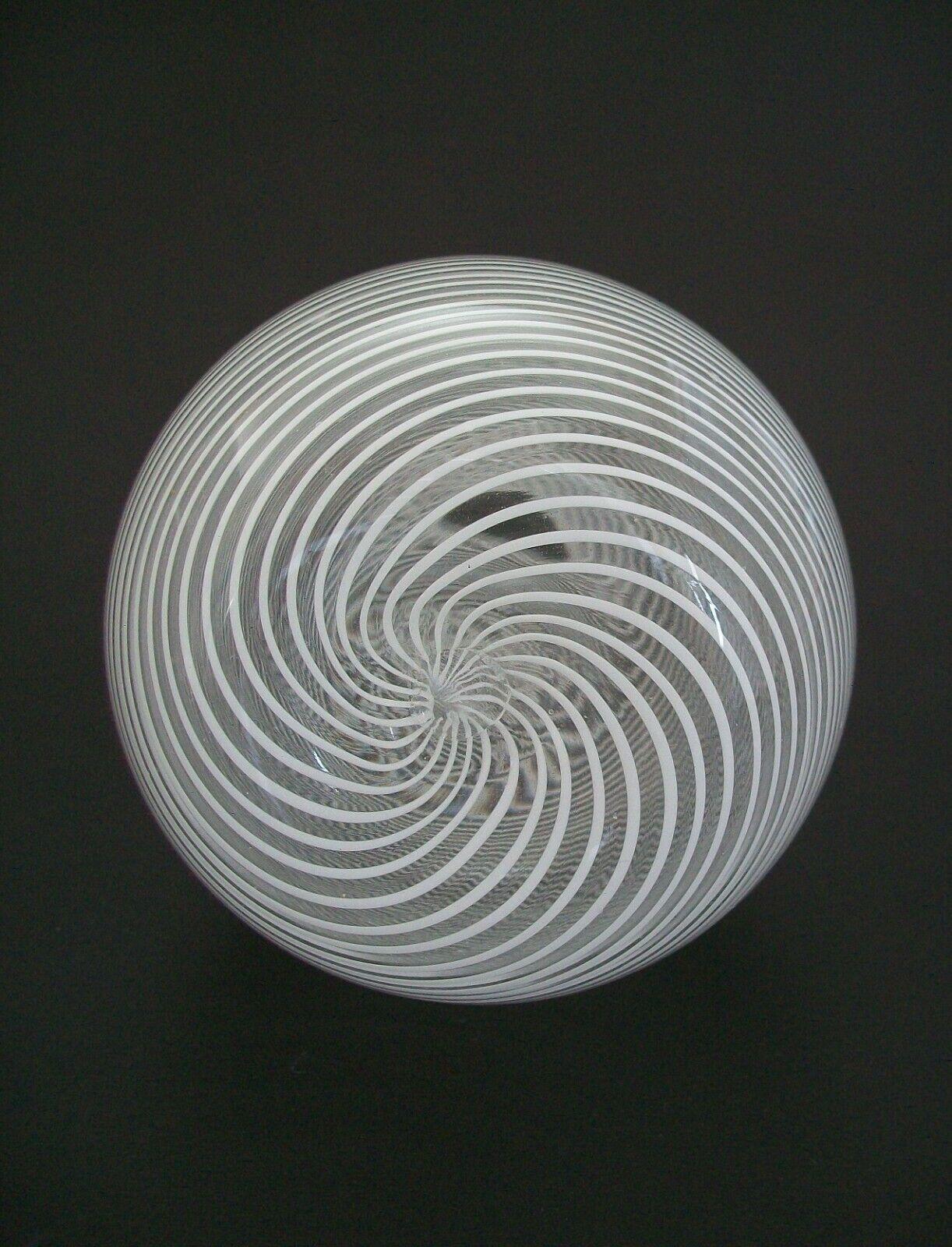 Mid Century Murano White Mezza Filigrana Glass Vase, Italy, Circa 1970 ...