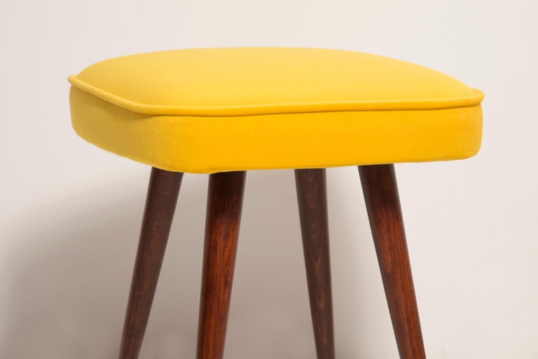 Mid-Century Mustard Yellow Velvet Foot Stool, Poland, 1960s For Sale at ...