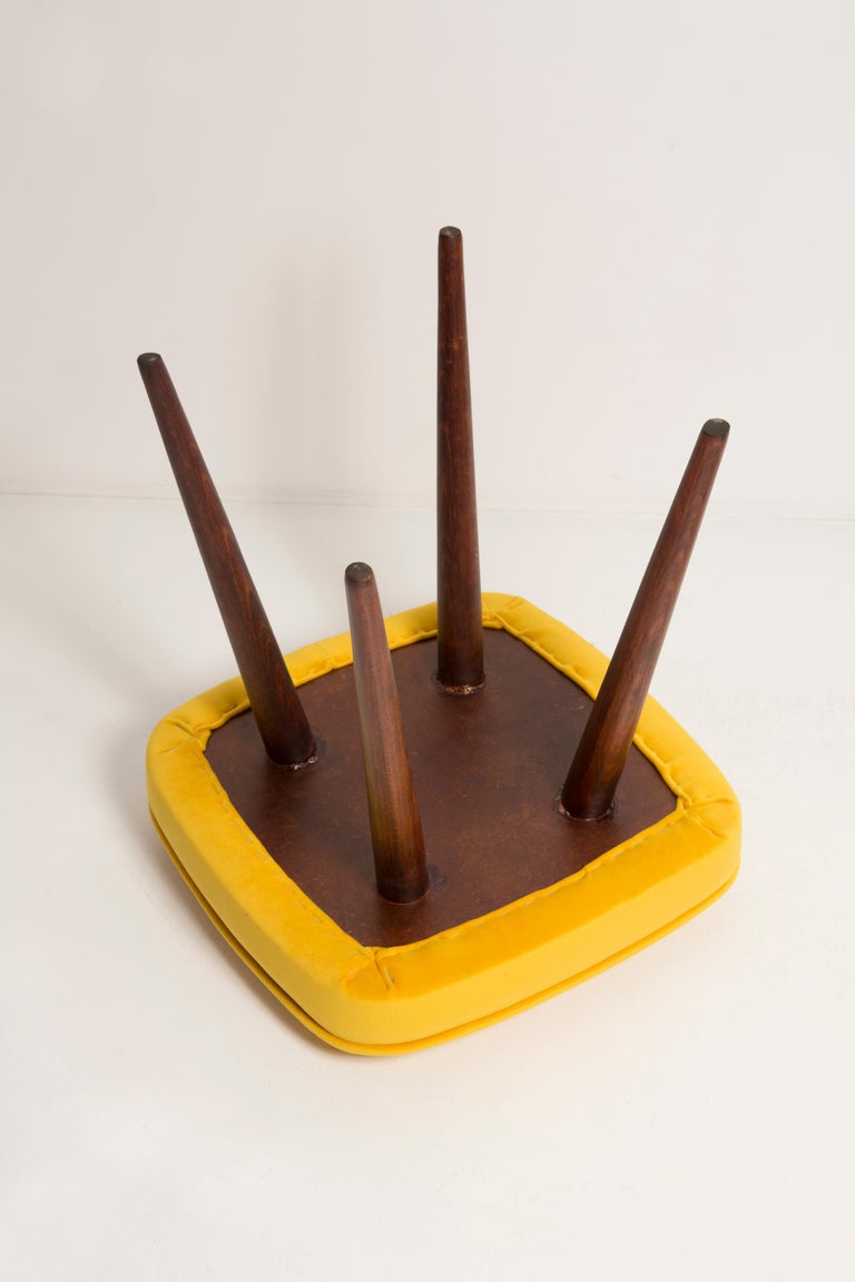 Mid-Century Mustard Yellow Velvet Foot Stool, Poland, 1960s For Sale at ...