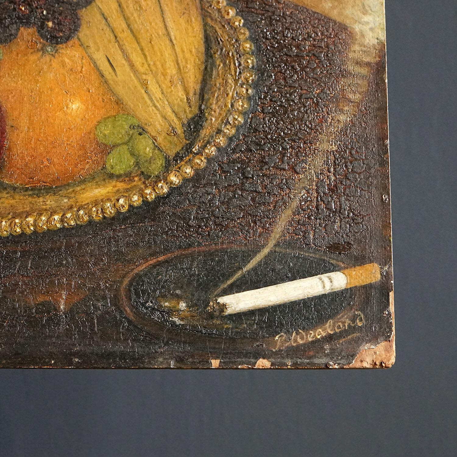 Mid-Century Naive Still Life Depicting Champagne and Cigarettes ...