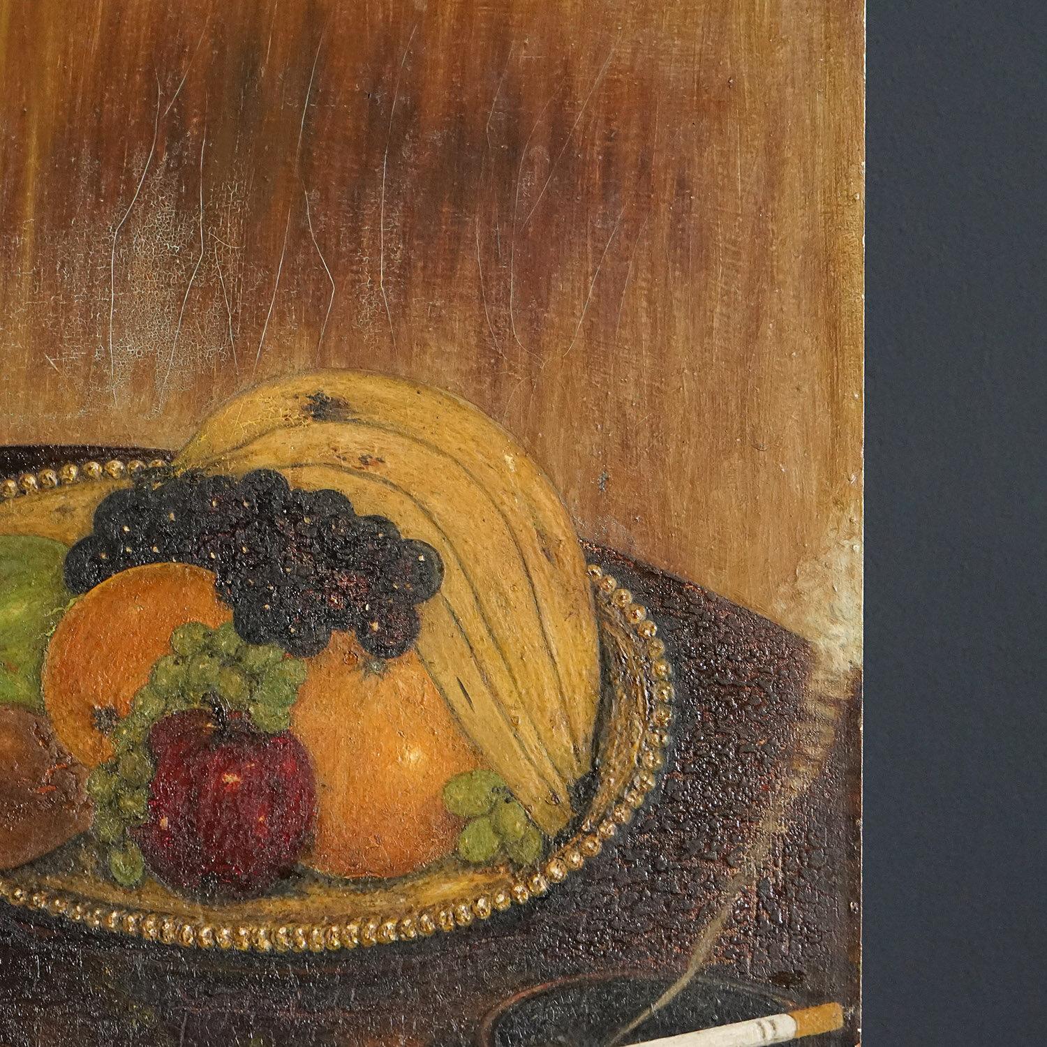 Mid-Century Naive Still Life Depicting Champagne and Cigarettes ...