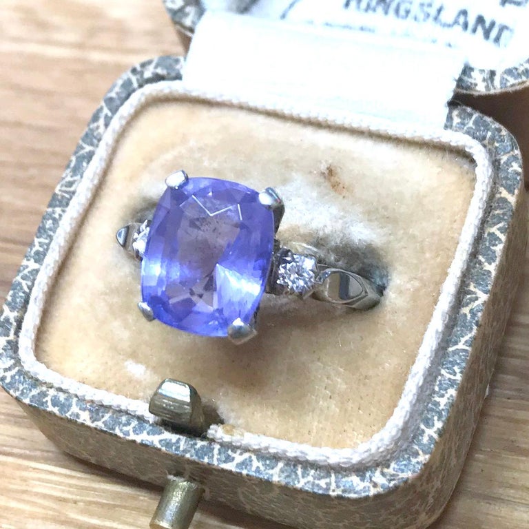 Midcentury Natural Colour Change Sapphire Solitaire Ring For Sale at ...