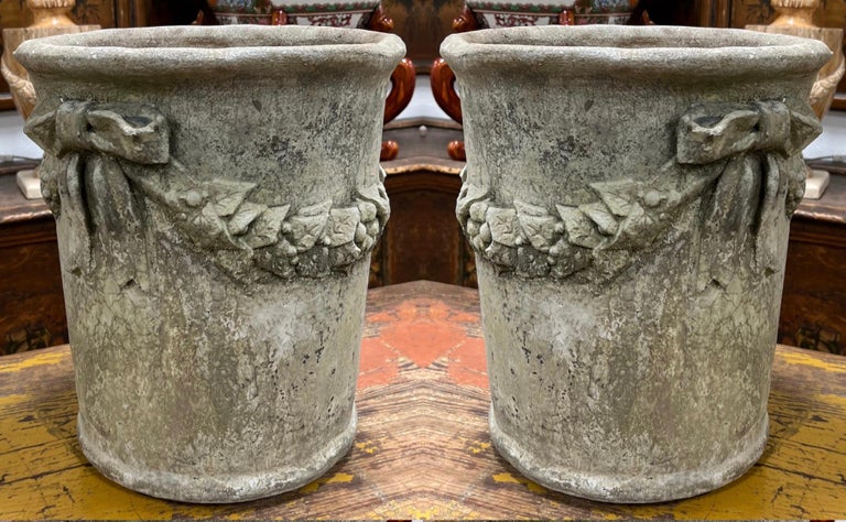 Mid-Century Neo-Classical English Garden Cast Concrete Planters / Pots ...