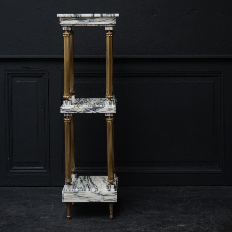 Midcentury Neoclassical Marble and Gilt Brass Three-Tier Étagère Shelf ...