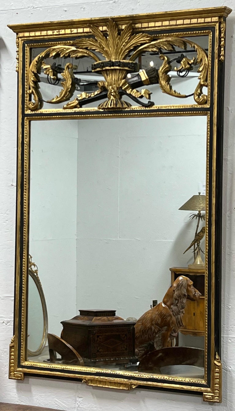 Mid-Century Neo-Classical Style Carved Giltwood Trumeau Mirrors, Pair ...