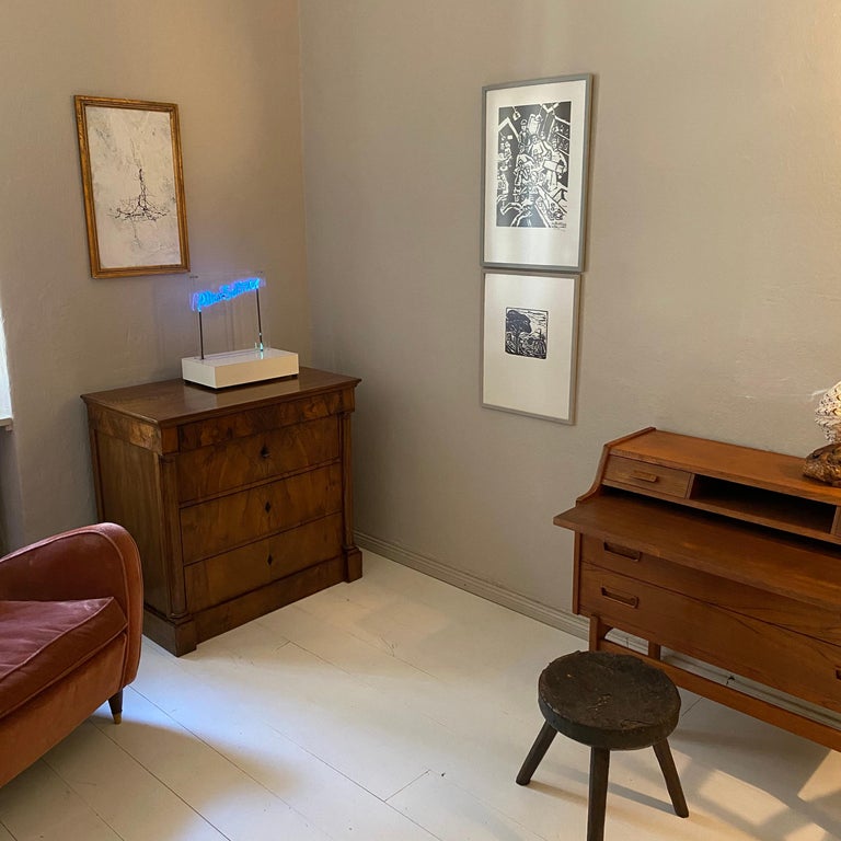 Midcentury Neon Sign Blue "Alka Seltzer" in a Acrylic Showcase, 1970s ...