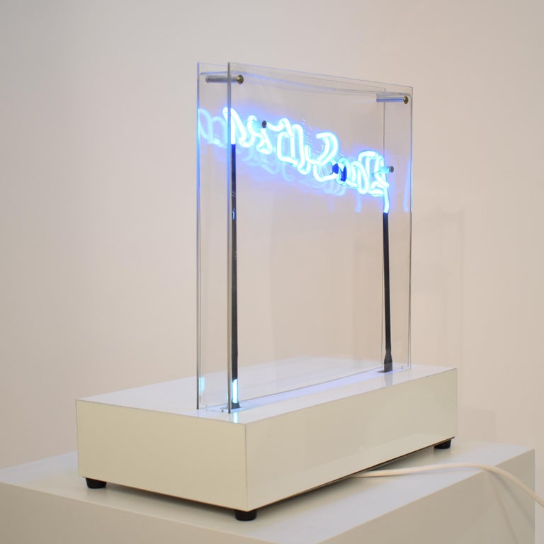 Midcentury Neon Sign Blue "Alka Seltzer" in a Acrylic Showcase, 1970s ...