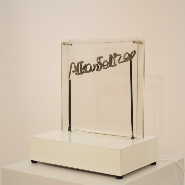 Midcentury Neon Sign Blue "Alka Seltzer" in a Acrylic Showcase, 1970s ...