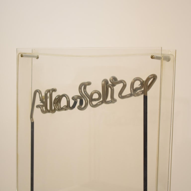 Midcentury Neon Sign Blue "Alka Seltzer" in a Acrylic Showcase, 1970s ...