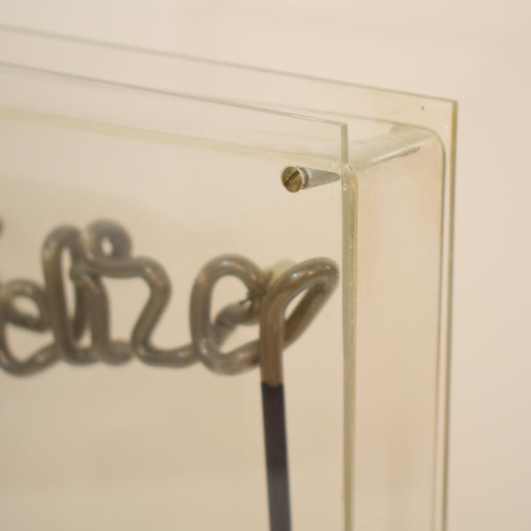 Midcentury Neon Sign Blue "Alka Seltzer" in a Acrylic Showcase, 1970s ...