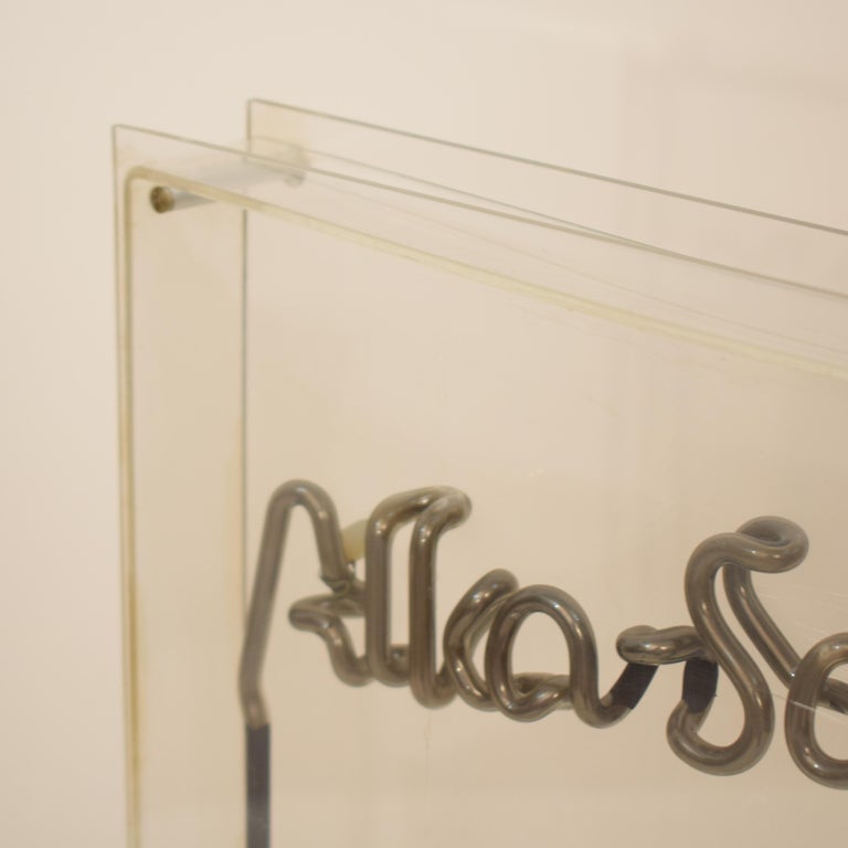 Midcentury Neon Sign Blue "Alka Seltzer" in a Acrylic Showcase, 1970s ...
